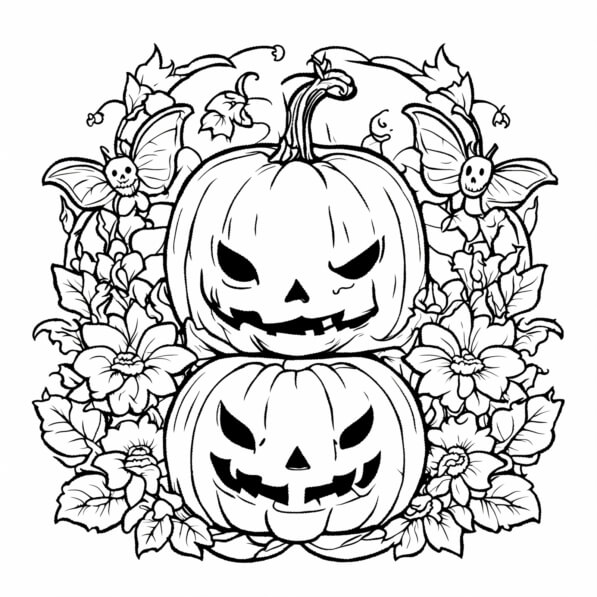 Download Intricate Halloween Illustration with Pumpkins and Butterflies ...