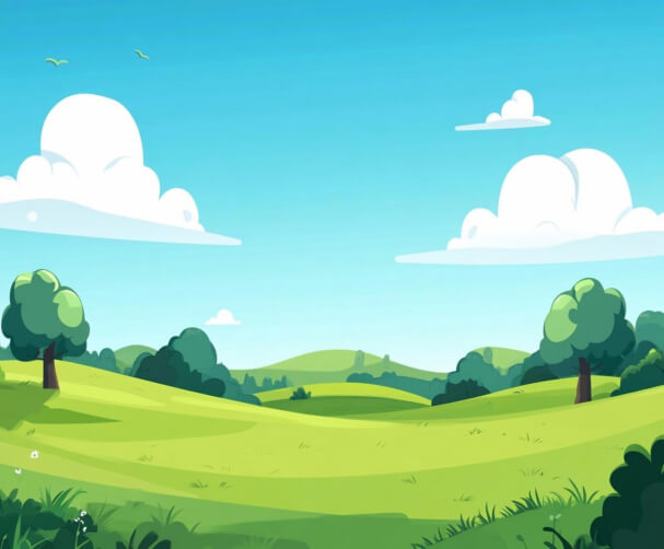 Download Cartoon Landscape with Blue Sky and Green Grass Backgrounds ...