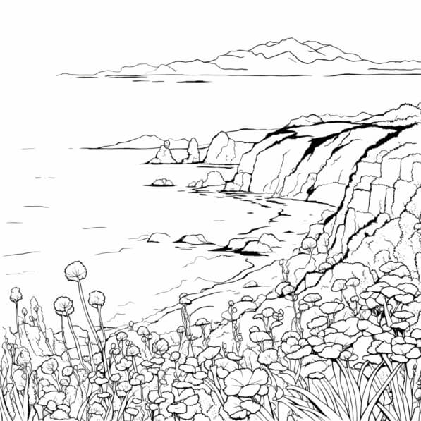 Download Coastal Landscape Coloring Page Coloring pages Online ...