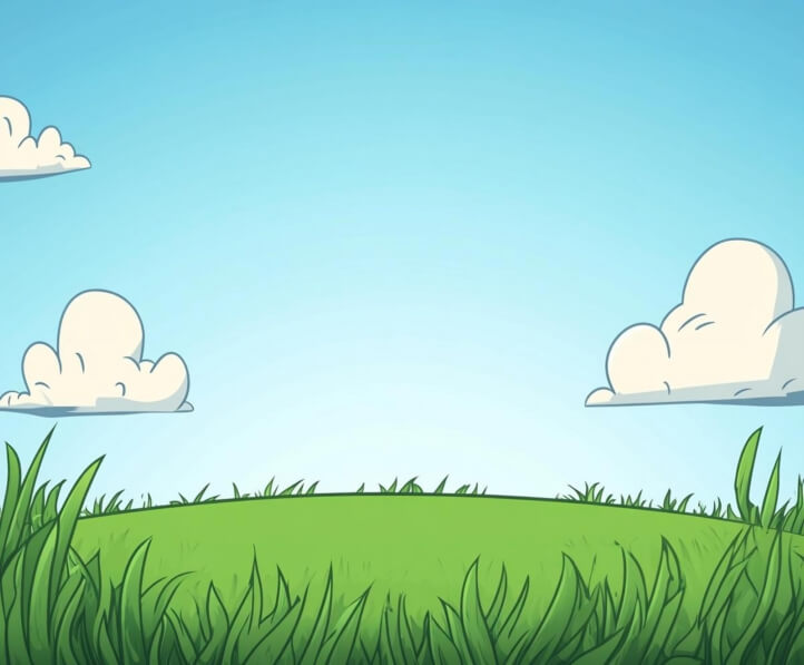 Download Cartoon Landscape with Green Grass and Blue Sky Backgrounds ...