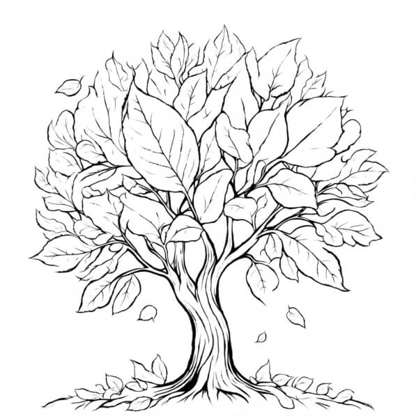 Download Stylized Tree Line Art Illustration Coloring pages Online ...