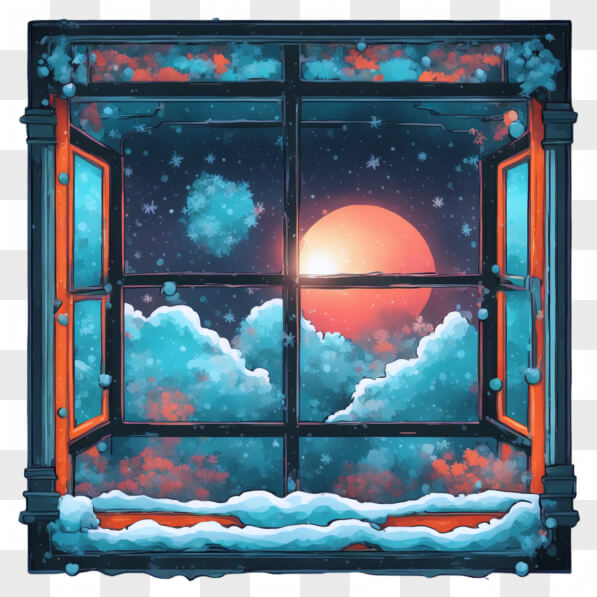 Download Cozy Winter Scene Through an Open Window Cartoons Online ...