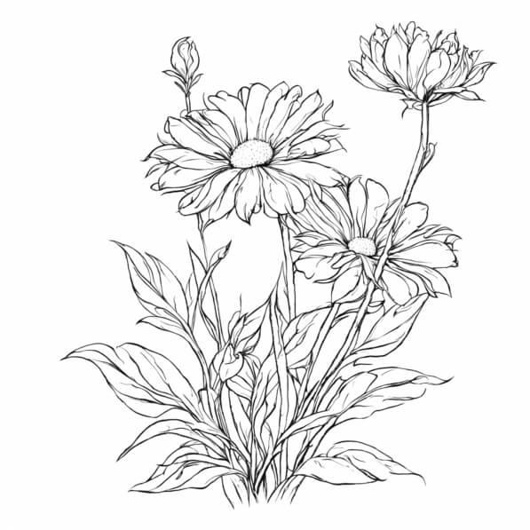 Download Intricate Line Drawing of Flowers Coloring pages Online ...