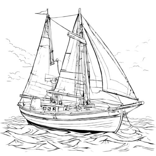 Download Detailed Line Drawing of a Classic Sailing Ship Coloring pages ...