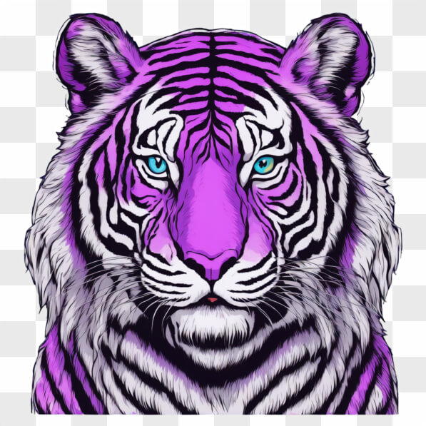 Download Vivid Purple Tiger Illustration Cartoons Online - Creative Fabrica