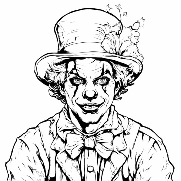 Download Line Art Clown Character Illustration Coloring pages Online ...