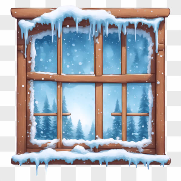 Download Winter Scene Through a Snow-Covered Window Cartoons Online ...