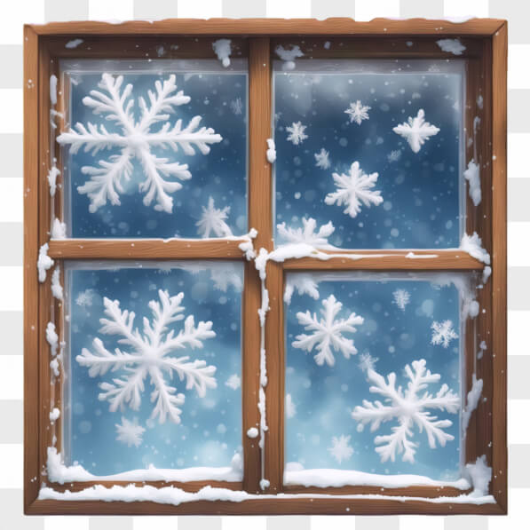 Download Winter Window with Snowflakes Cartoons Online - Creative Fabrica