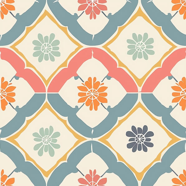 Download Colorful Floral Tile Pattern Patterns Online - Creative Fabrica