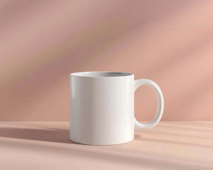 Download Minimalistic White Coffee Mug on Pink Background Mockups ...