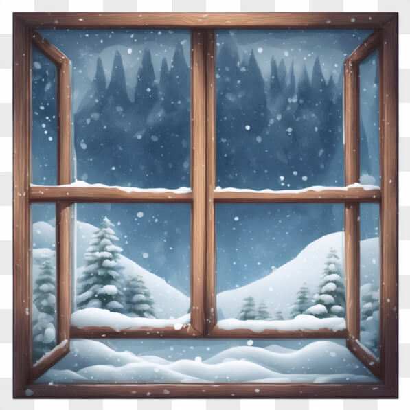 Download Winter Scene Viewed Through a Wooden Window Cartoons Online ...
