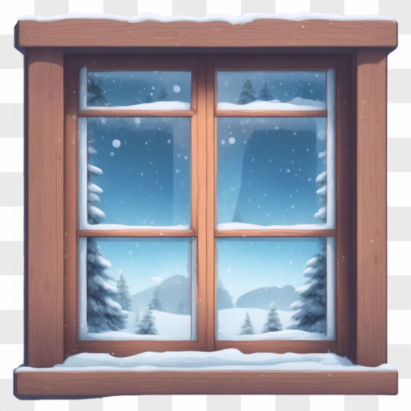 Download Cozy Winter Window with Scenic Landscape Cartoons Online ...