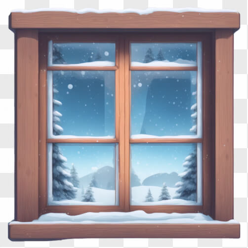 Download Cozy Wooden Window with Winter Landscape Cartoons Online ...