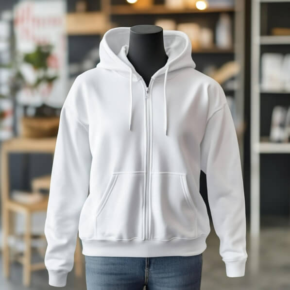 Download Stylish White Zip-Up Hoodie on Mannequin Mockups Online ...