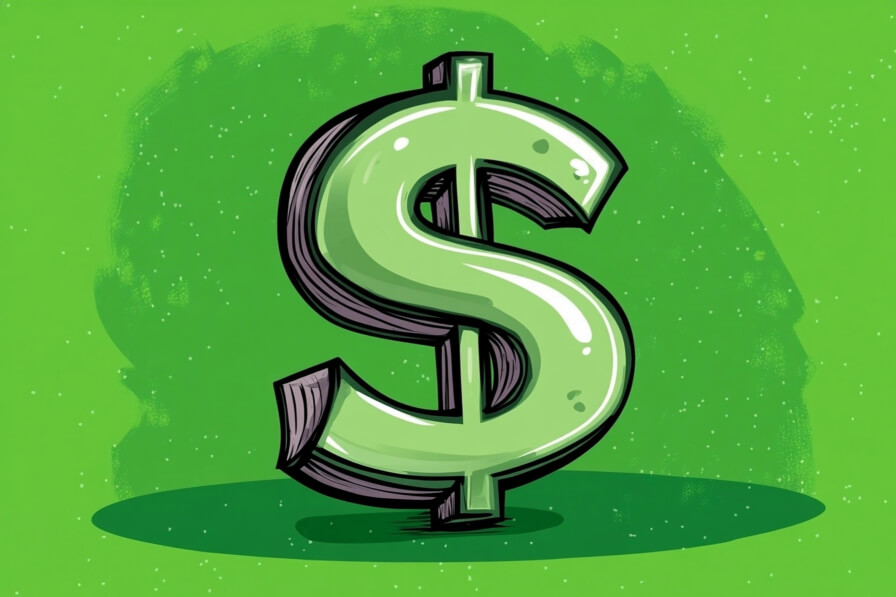 Download Cartoonish Dollar Sign on Bright Green Background Backgrounds ...
