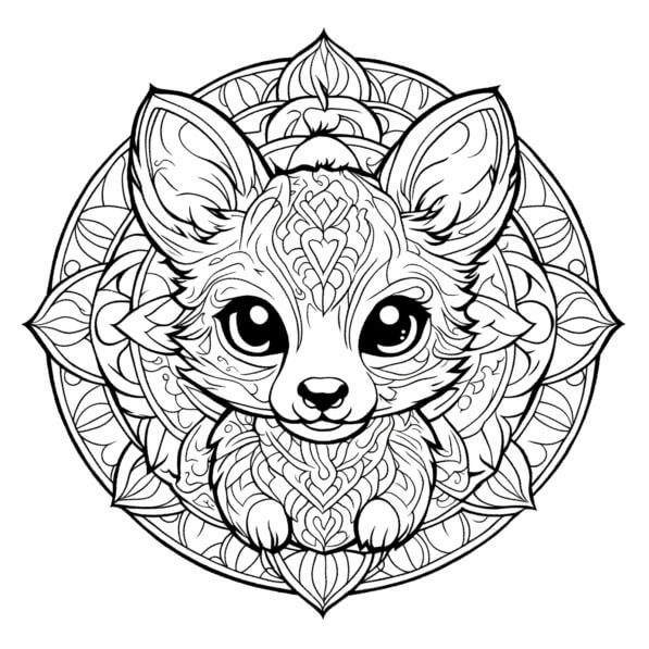 Download Stylized Fox Character with Mandala Patterns Coloring pages ...