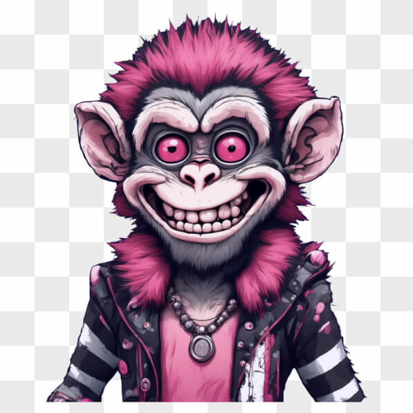 Download Cartoon Monkey with Pink Hair and Punk Style Cartoons Online ...