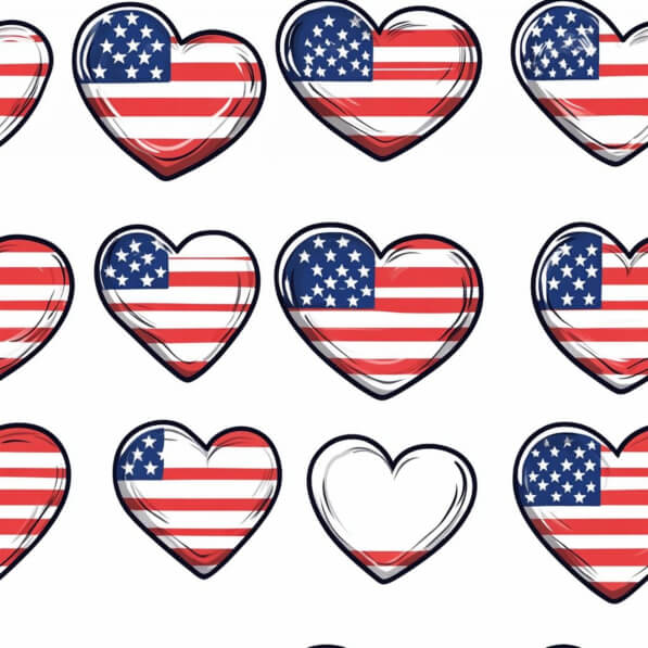 Download Patriotic Heart Pattern with American Flag Design Patterns ...