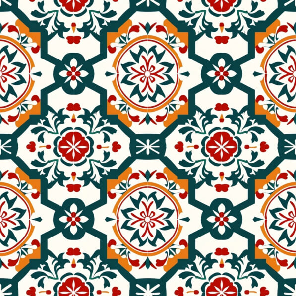 Download Vibrant Decorative Tile Pattern with Floral Designs Patterns ...
