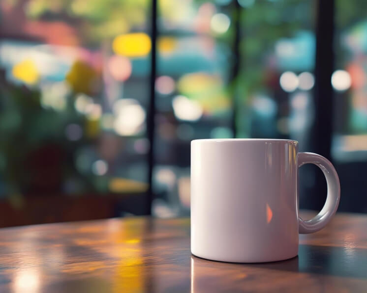 Download Empty White Coffee Mug on a Wooden Table Mockups Online ...