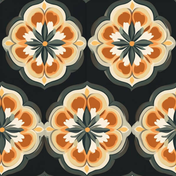 Baixe Padrão Vibrante de Azulejos Florais Padrões - Creative Fabrica