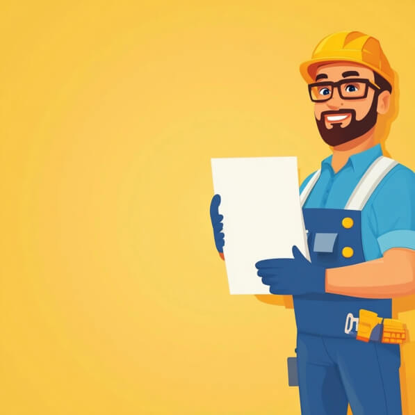 Download Cheerful Construction Worker Holding Blank Sign Backgrounds ...