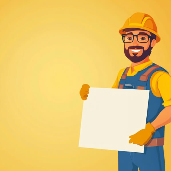 Download Cheerful Construction Worker Holding a Blank Sign Backgrounds ...