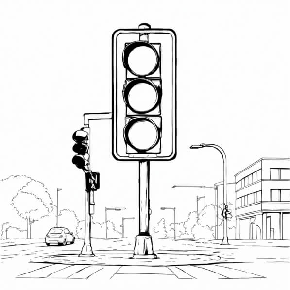 Download Traffic Light at Intersection Coloring pages Online - Creative ...