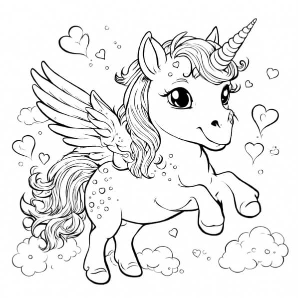 Download Whimsical Winged Unicorn Coloring Page Coloring pages Online ...