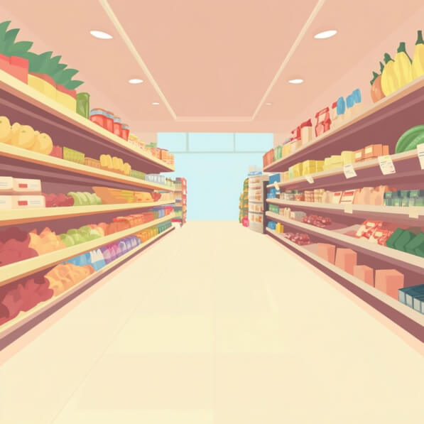 Download Bright Grocery Store Aisle Backgrounds Online - Creative Fabrica