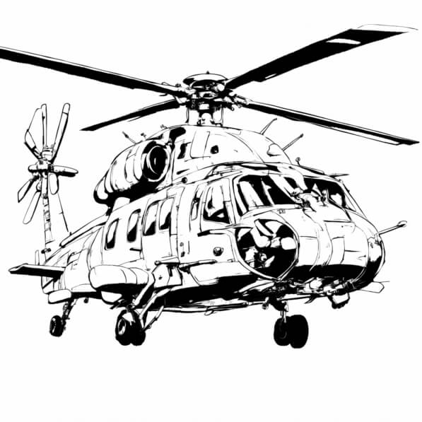 Download Line Art Helicopter Coloring pages Online - Creative Fabrica