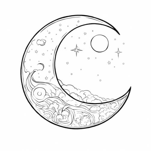 art coloring pages of the moon