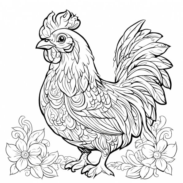 Download Intricate Illustration of a Chicken with Floral Designs ...