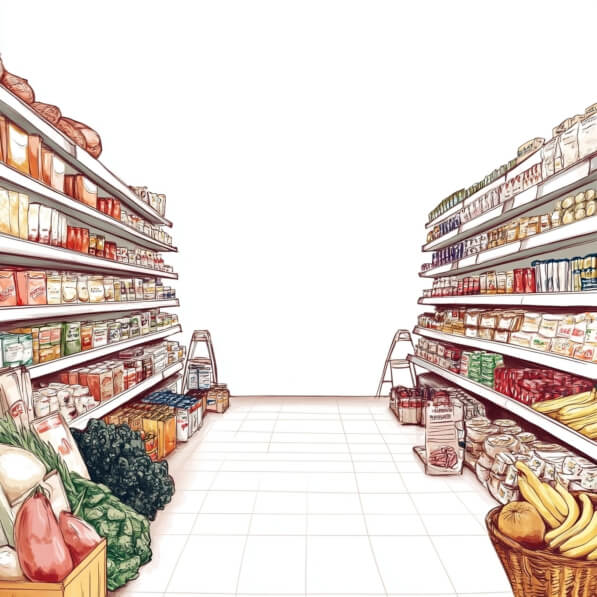 Download Grocery Store Aisle with Fresh Produce and Packaged Goods ...