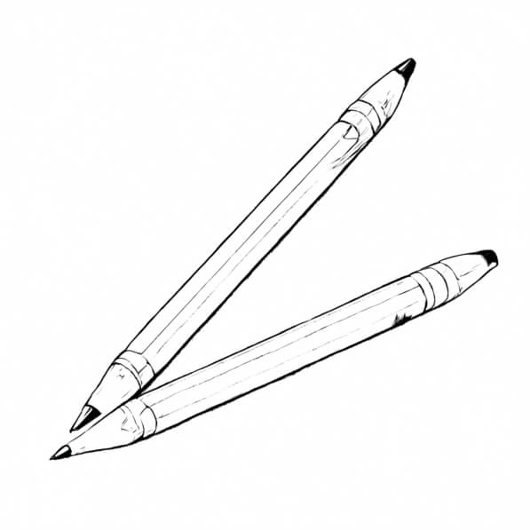 Download Crossed Pens in Line Art Style Coloring pages Online ...
