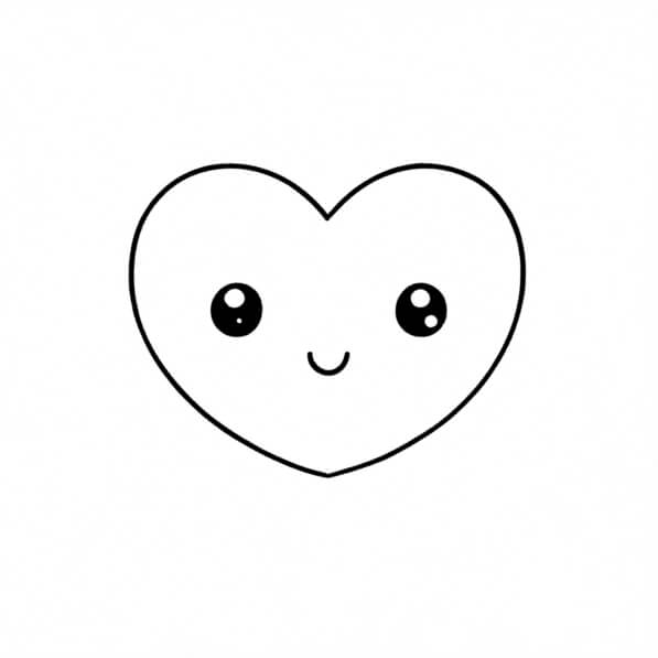Descarga Lindo Corazón de Caricatura con Cara Páginas para colorear En ...