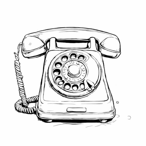 Download Vintage Rotary Telephone in Black and White Coloring pages ...