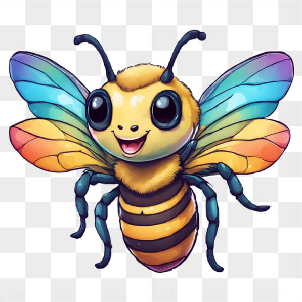 Download Happy Cartoon Bee with Rainbow Wings Cartoons Online ...