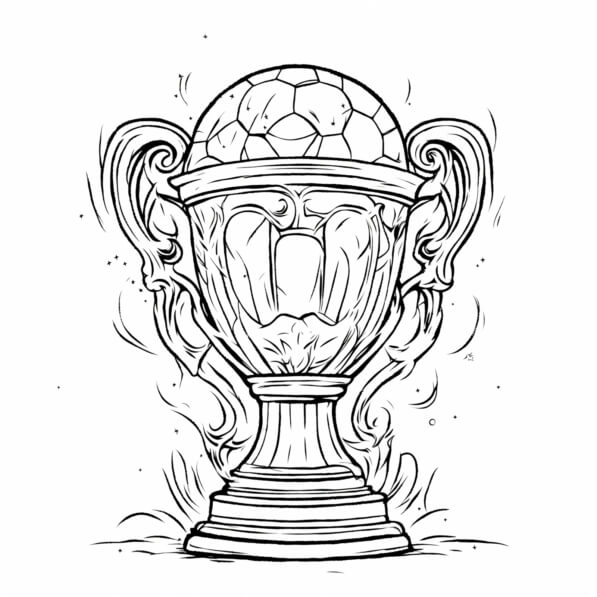 Descarga Trofeo Ilustrado con Pelota de Fútbol Páginas para colorear En ...