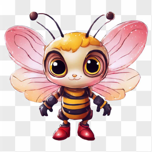 Download Cartoon Bee with Glasses and Flowers at Microscope Cartoons ...