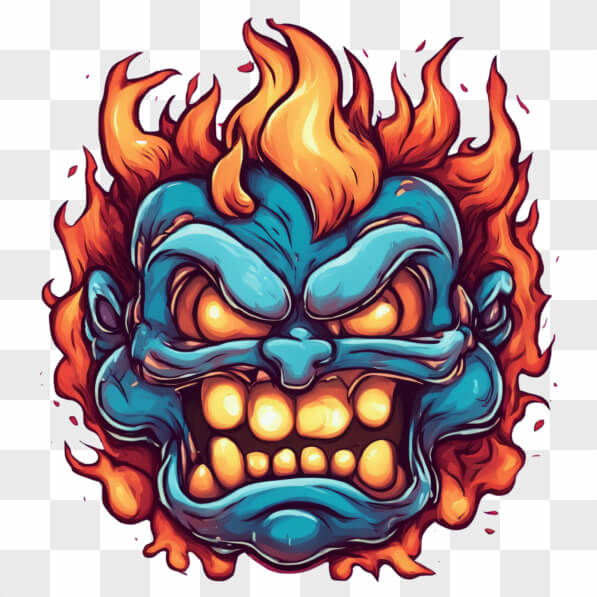 Download Stylized Blue Fiery Face Cartoons Online - Creative Fabrica