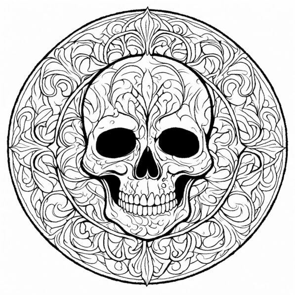Download Intricate Skull Design Coloring pages Online - Creative Fabrica