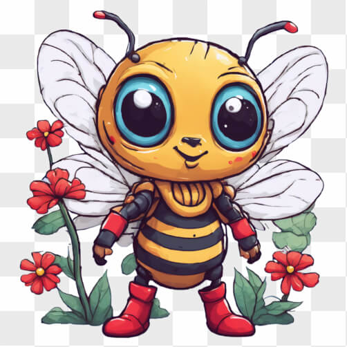 Download Cartoon Bee with Glasses and Flowers at Microscope Cartoons ...