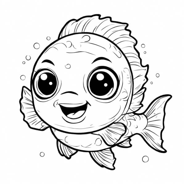 Download Cute Cartoon Fish Character Coloring pages Online - Creative ...
