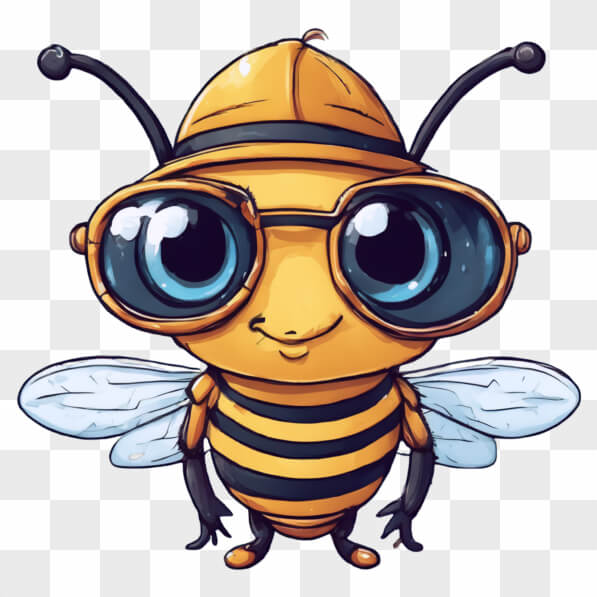 Download Cute Cartoon Bee with Glasses Cartoons Online - Creative Fabrica