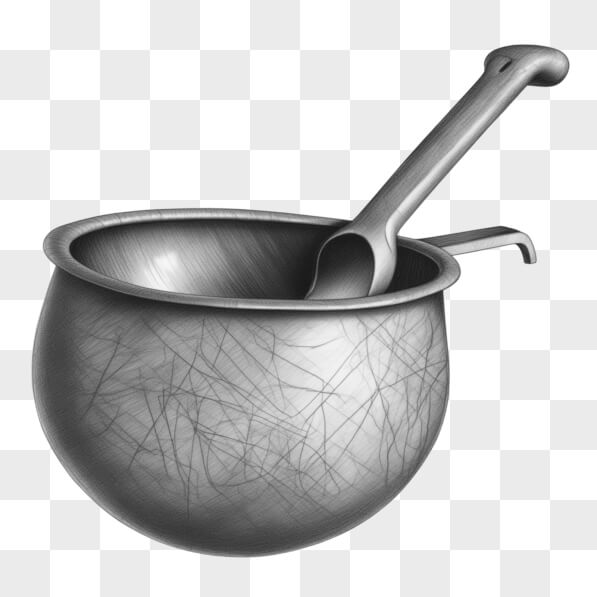 Download Detailed Drawing of a Mixing Bowl with Spoon Sketches Online ...