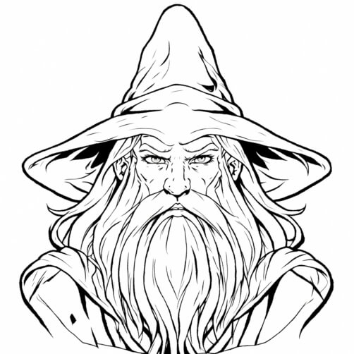 Download Intricate Wizard Line Art Illustration Coloring pages Online ...