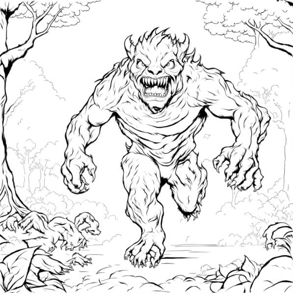 Download Menacing Monster in Forest Coloring pages Online - Creative ...