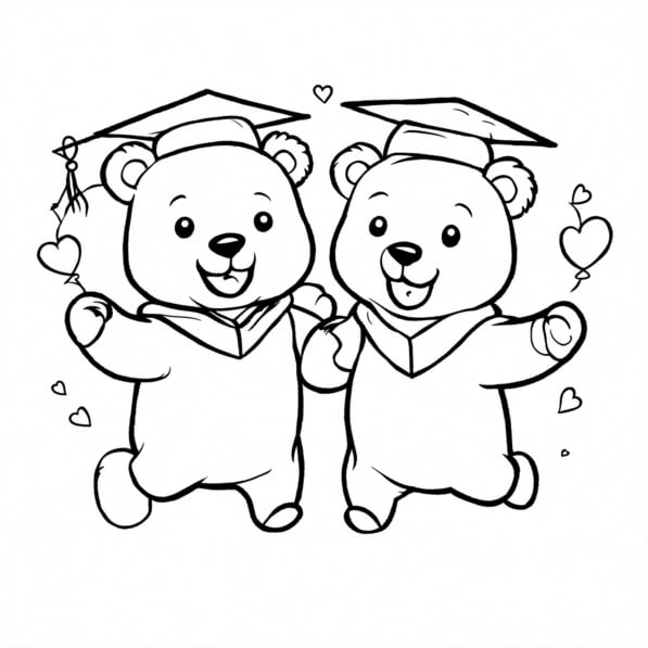 Download Graduation Bears Celebrating Coloring pages Online - Creative ...