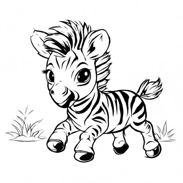 Download Cute Cartoon Zebra Running Coloring pages Online - Creative ...
